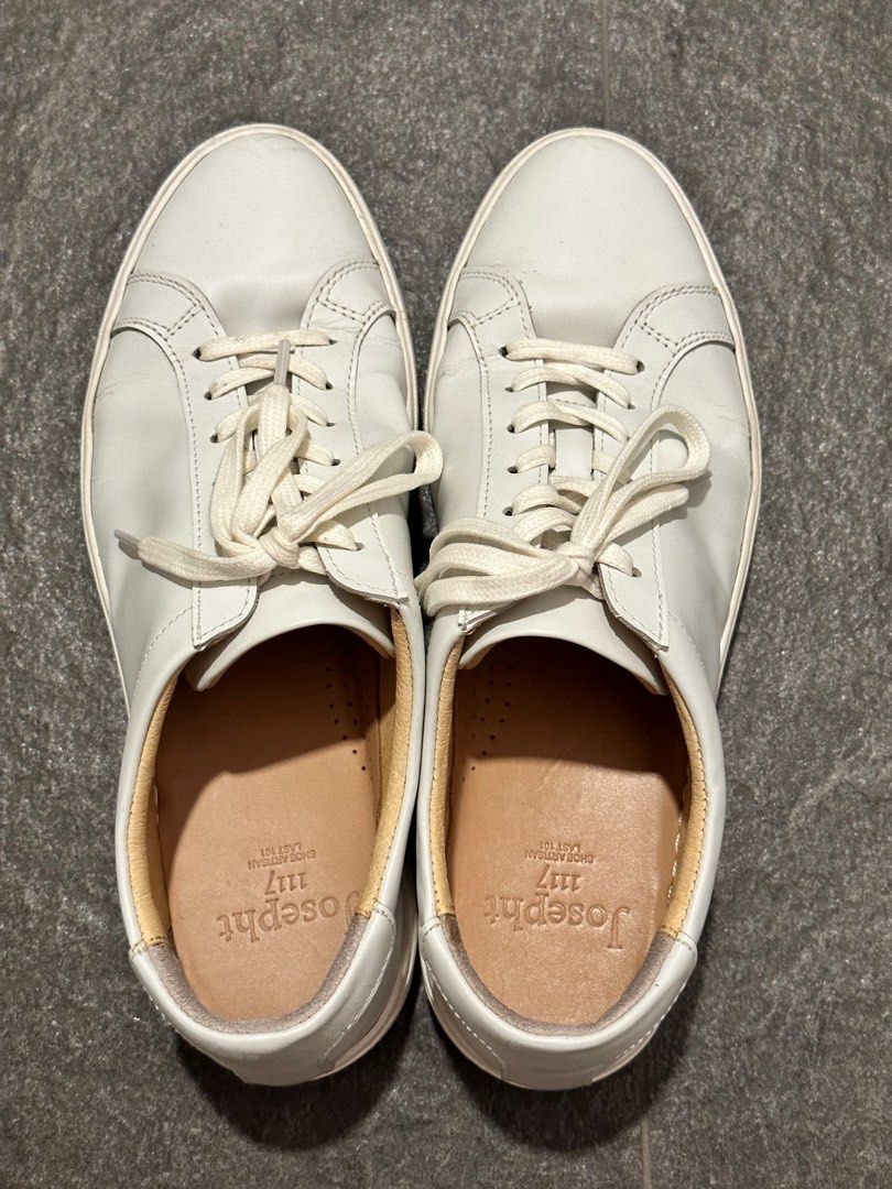 Men's Josepht Rowan White Leather Sneakers, Men's Fashion, Footwear ...