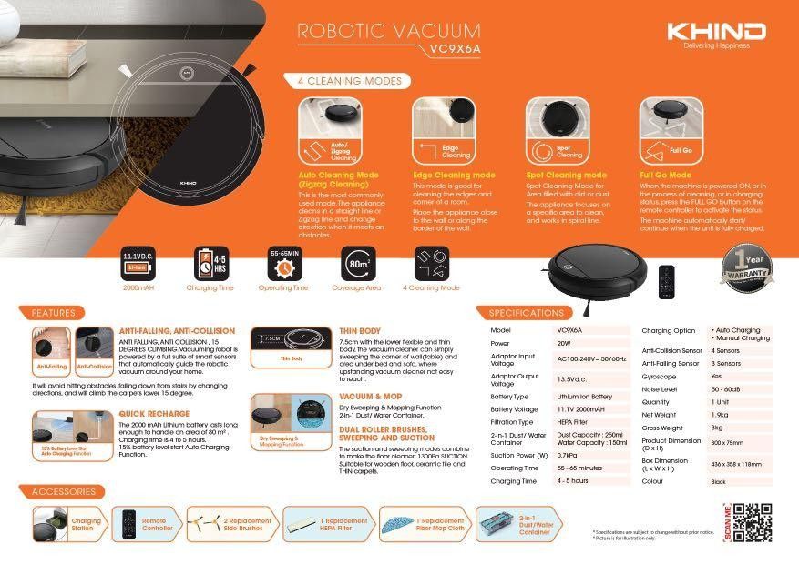 Khind Robotic Vacuum, TV & Home Appliances, Vacuum Cleaner ...