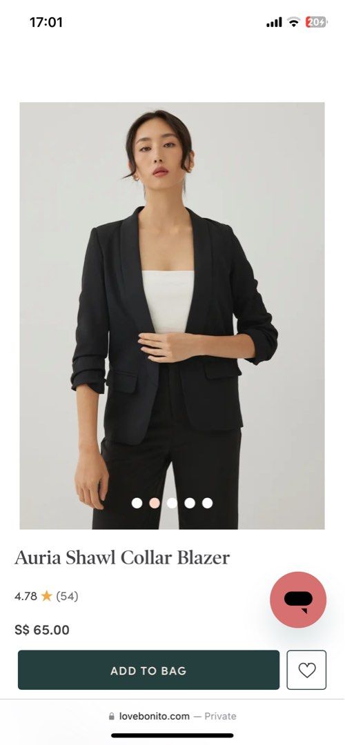 LB Auria Shawl collar blazer BLACK, Women's Fashion, Coats, Jackets and Outerwear on Carousell