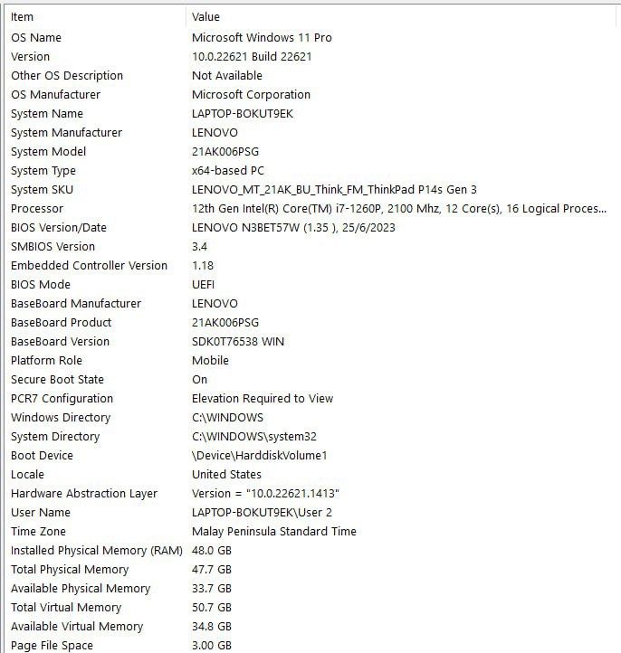 Lenovo ThinkPad P14s Gen 3 Intel i7, Computers & Tech, Laptops & Notebooks on Carousell
