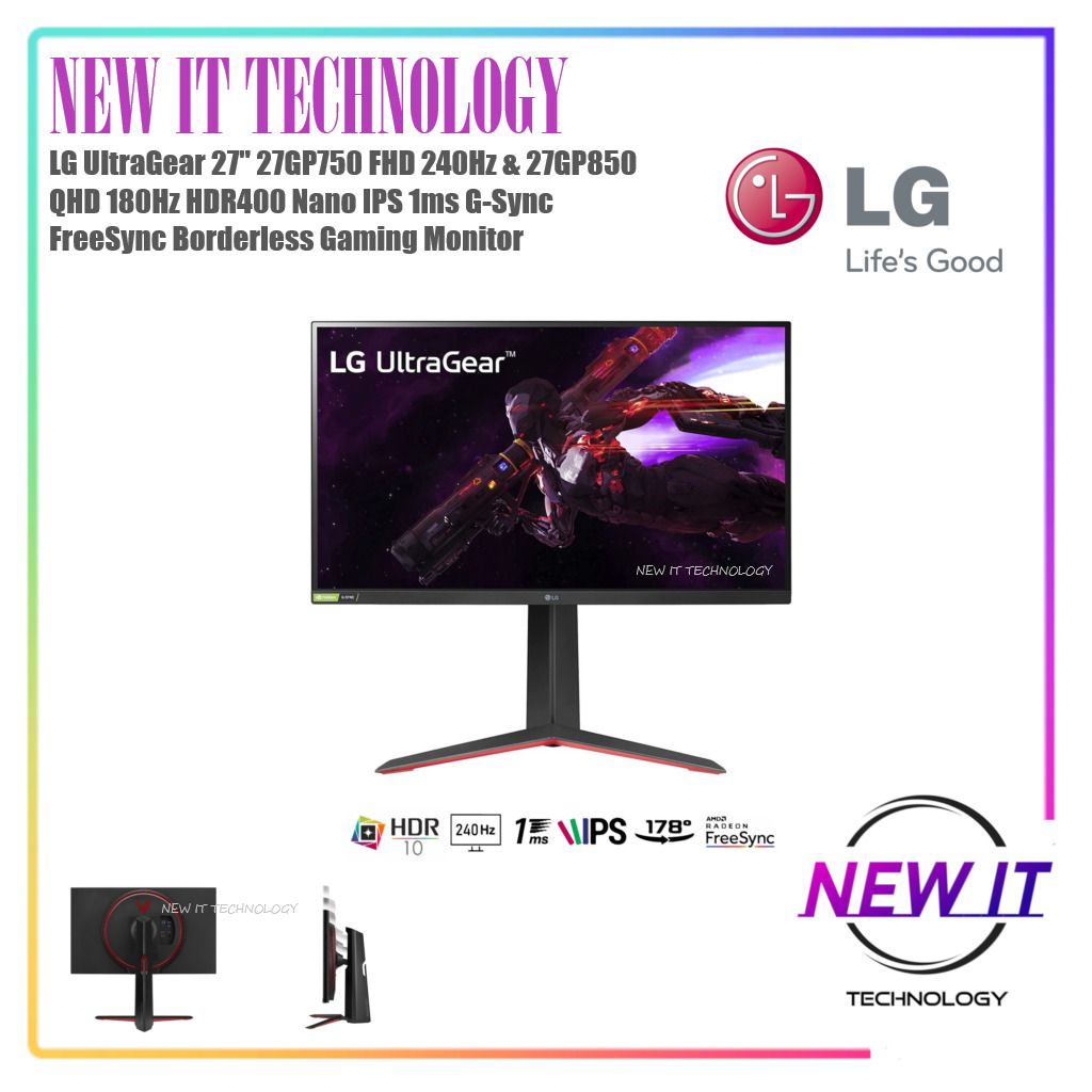 LG UltraGear 27" 27GP750 FHD 240Hz IPS & 27GP850 QHD 180Hz Nano IPS ...