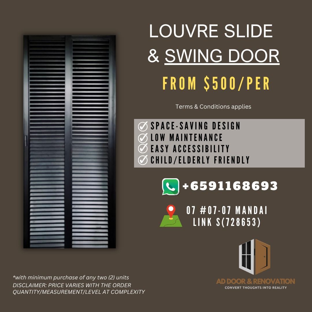 Louvre Slide & Swing Door, Furniture & Home Living, Bathroom & Kitchen ...