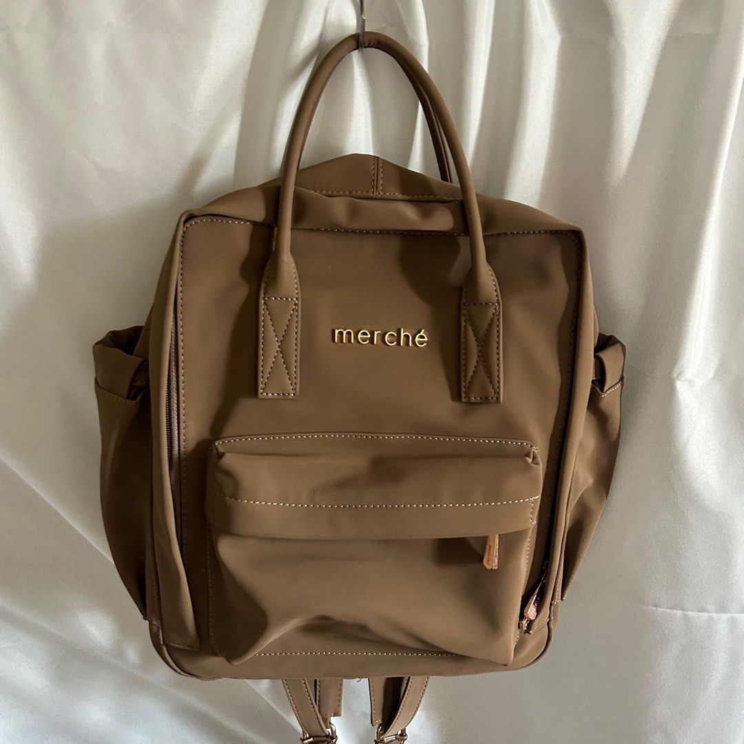 Merche Bree Backpack in Mocca, Fesyen Wanita, Tas & Dompet di Carousell