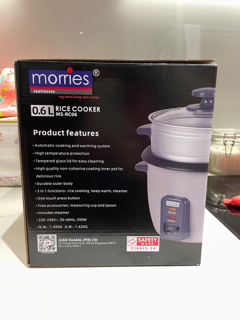 Morries 0.6L Rice Cooker with Steamer Functionality, TV & Home ...