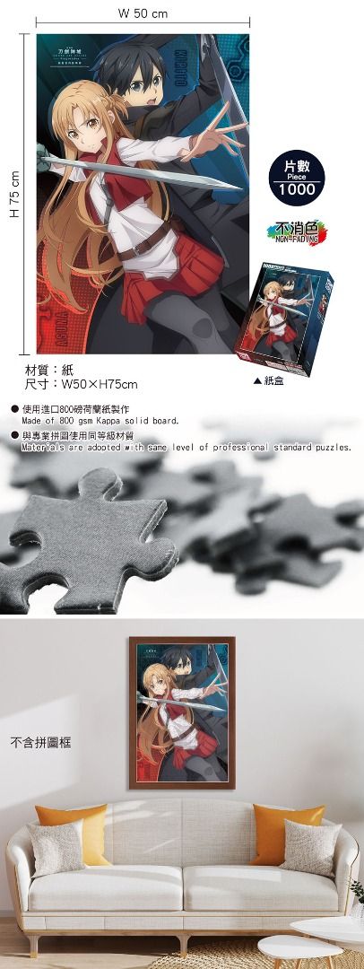 Muse Sword Art Online 刀劍神域 Progressive 正版 砌圖 1000片 Puzzle 拼圖 1000塊 遊戲