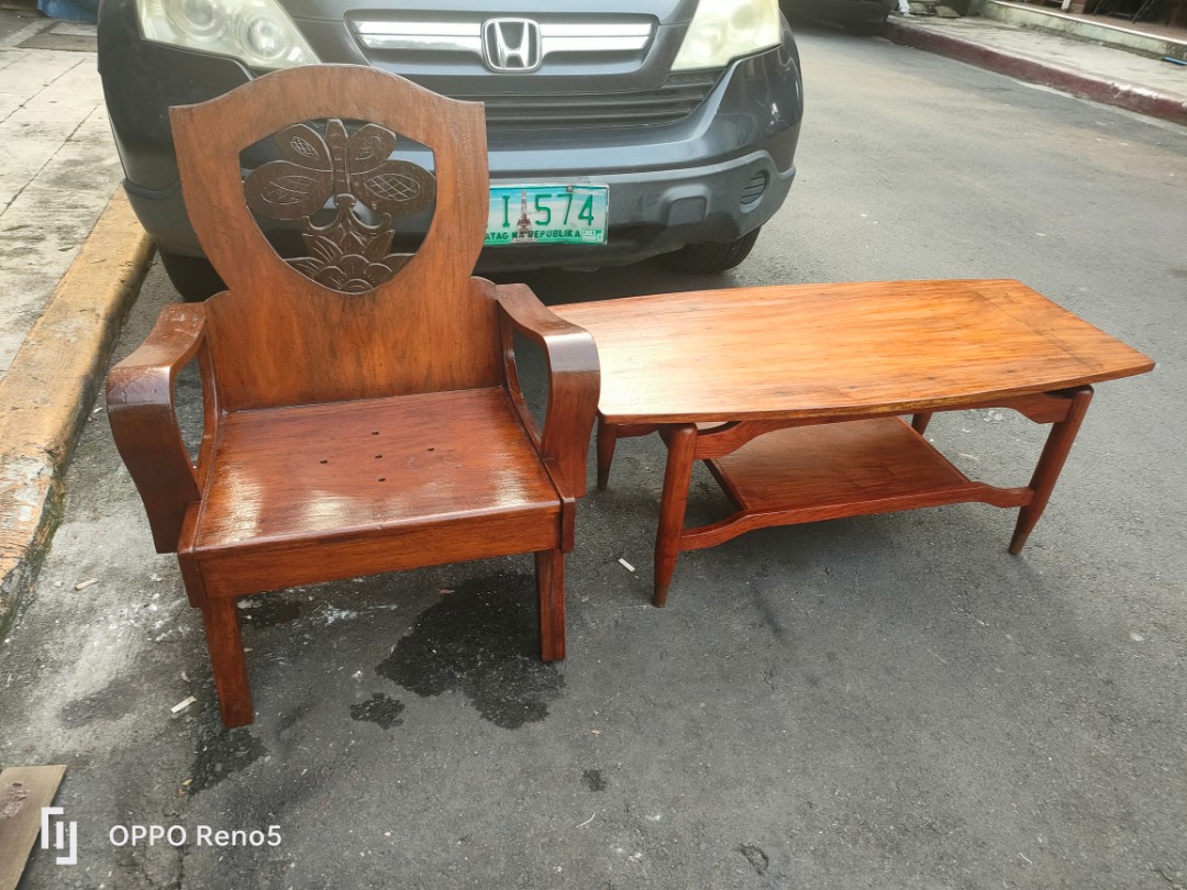 Narra ambassador chair and center table, Furniture & Home Living ...