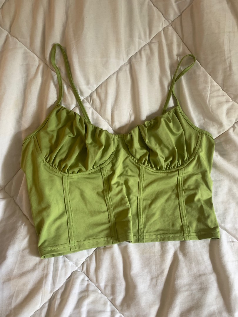 Olive Corset-ish Top, Women's Fashion, Tops, Sleeveless on Carousell