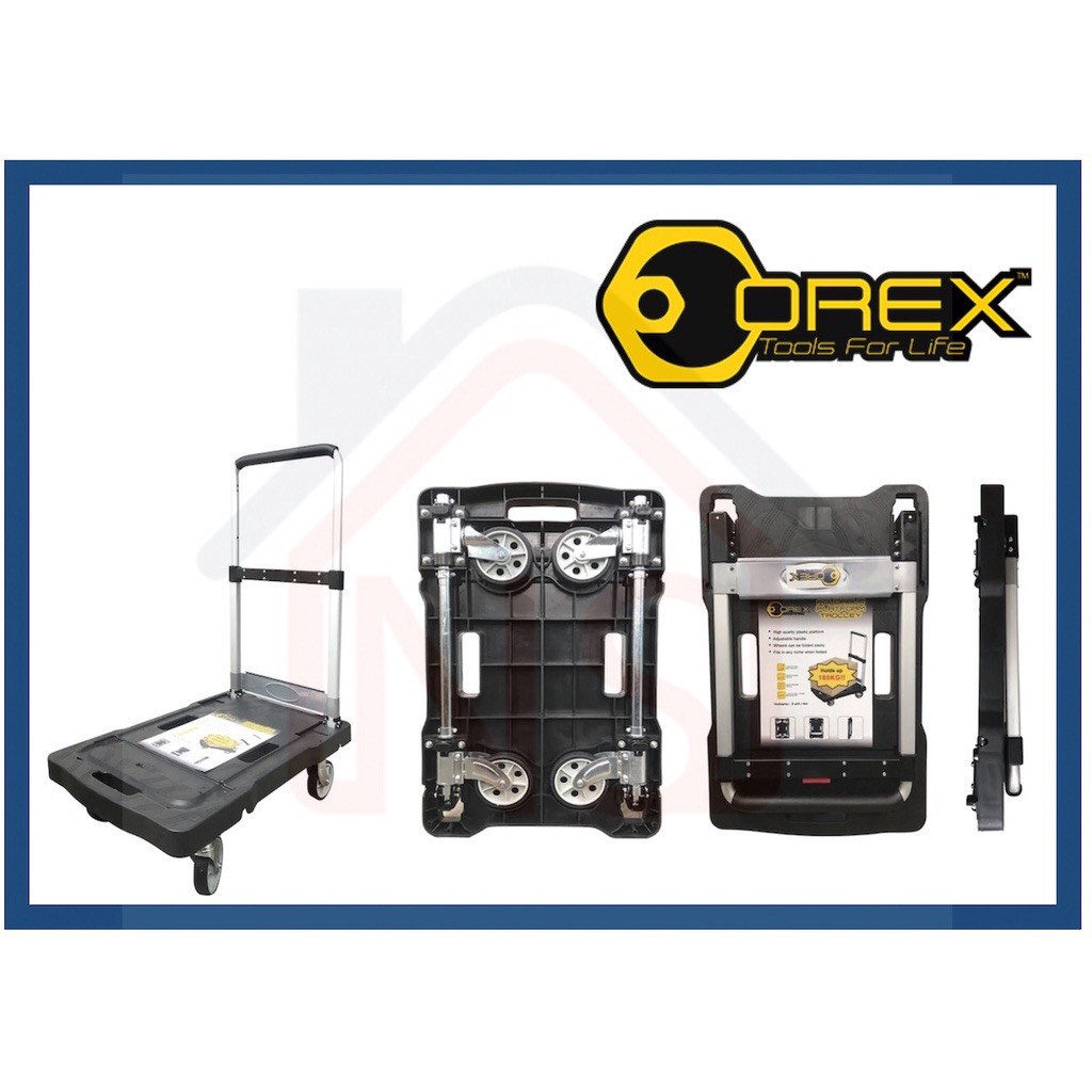 OREX® 180 KG Plastic Hand Truck Trolley Foldable Wheels with Adjustable ...