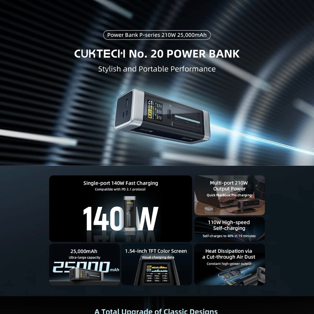 P23 CUKTECH P Series 25000mAh 210W Power Bank, Mobile Phones & Gadgets, Mobile & Gadget ...