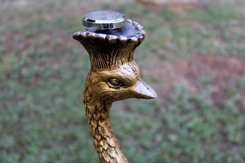 Patung merak antik berbahan logam kuningan, Antik, Furnitur di Carousell