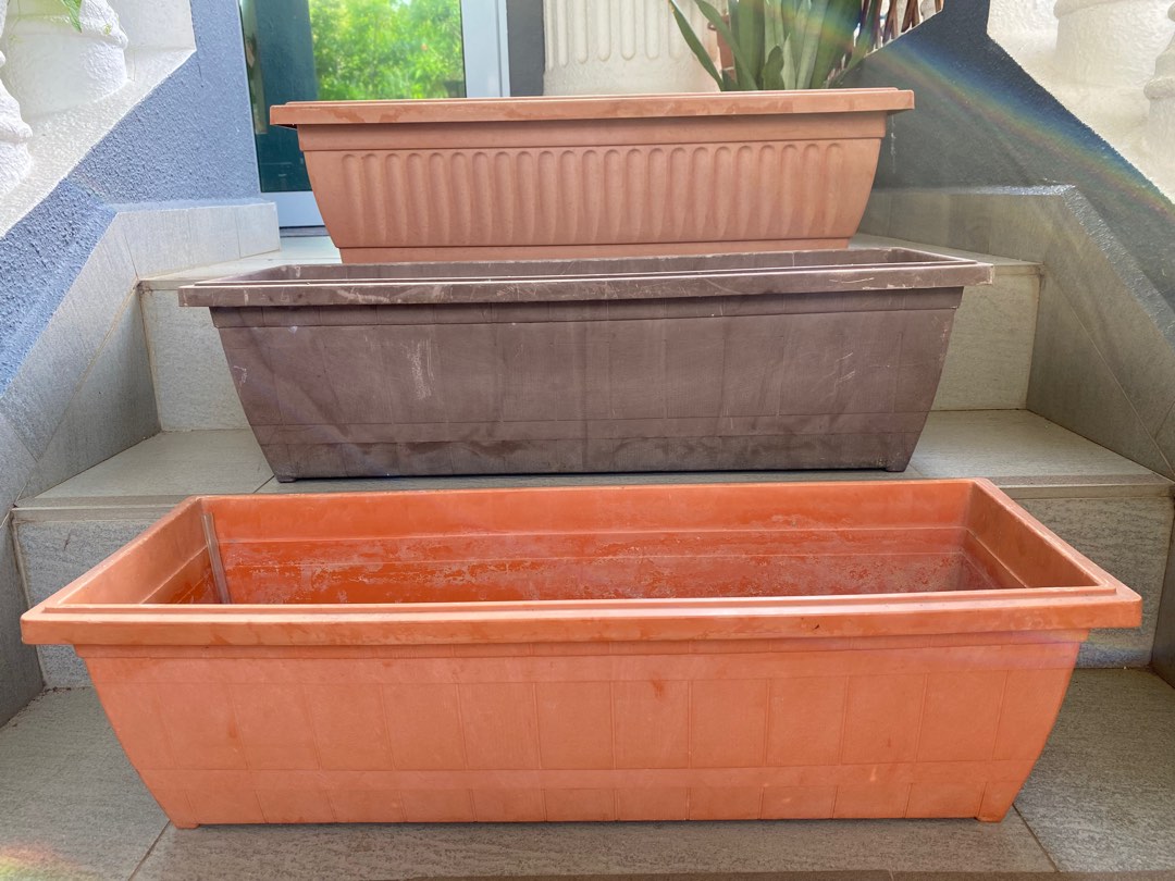 Planter Box / Long Plastic Pots, Furniture & Home Living, Gardening ...