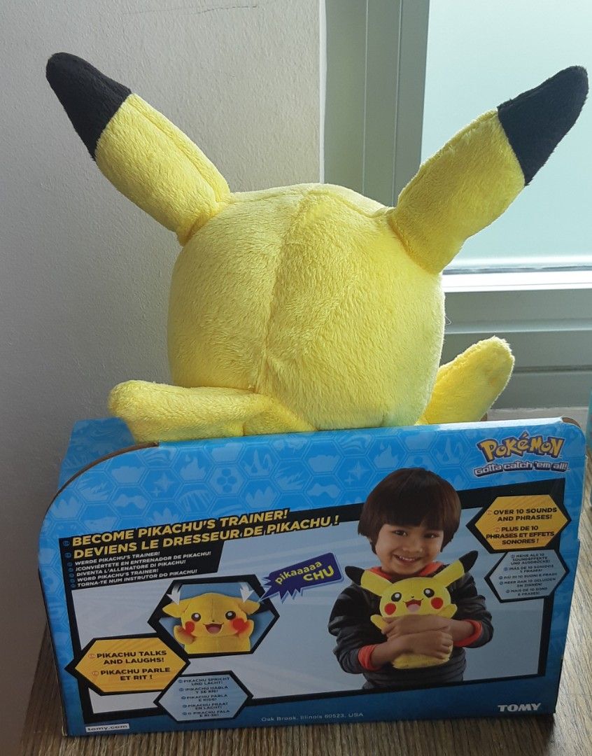 Press belly Pikachu Plush and can talks and laughs, Hobbies & Toys ...