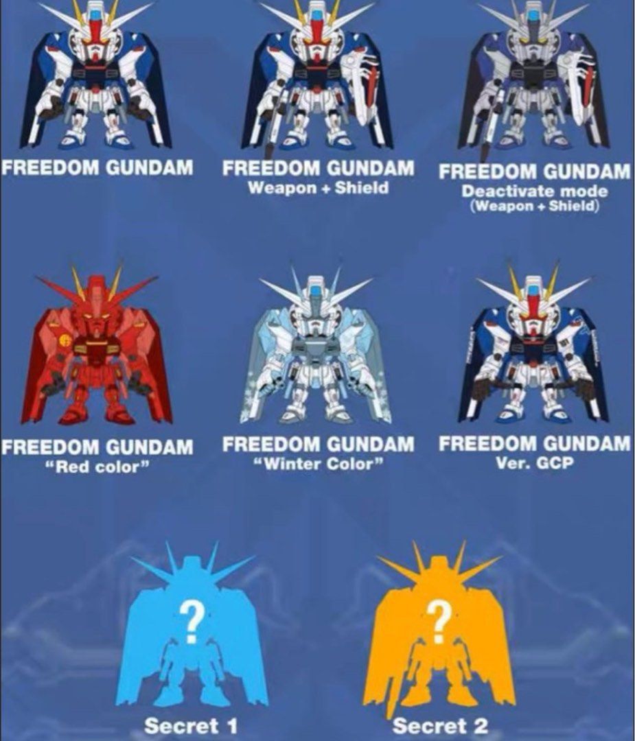 QMSV MINI - freedom Gundam (Gundam seed) set of 6 - Bandai namco ...