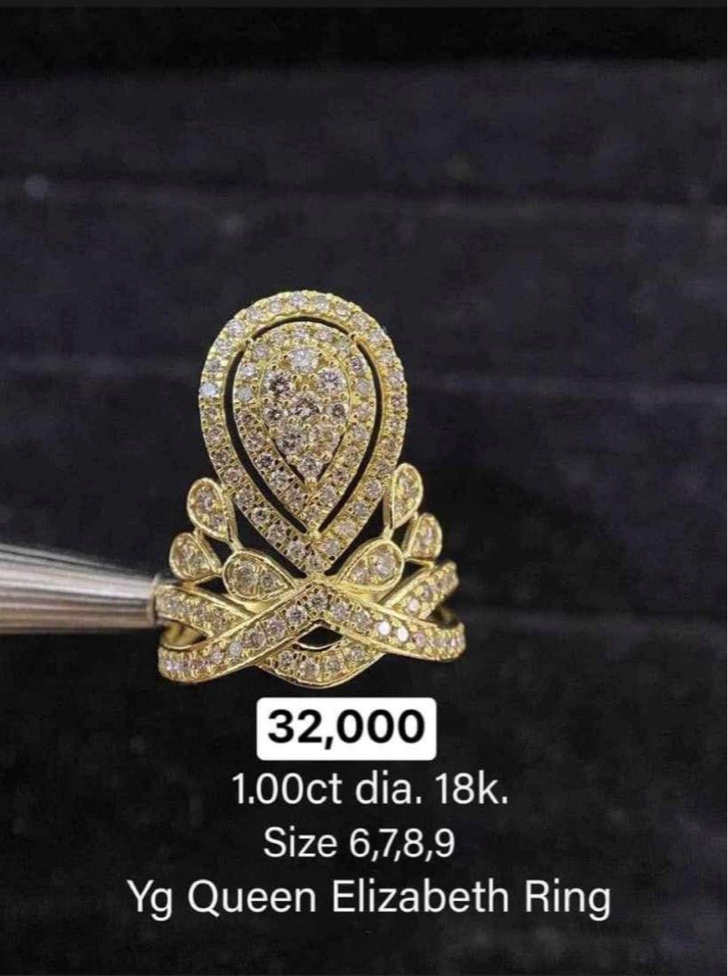 queen elizabeth ring - 18k gold - naturals diamonds! S6, Luxury, Watches on Carousell