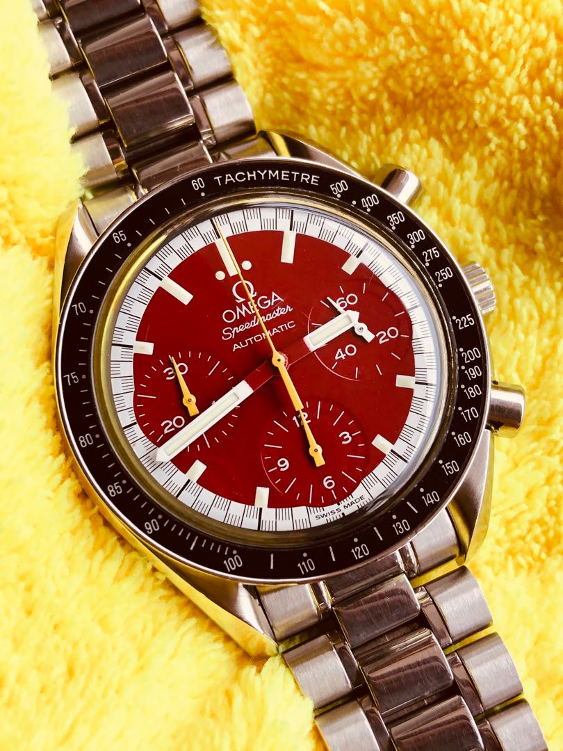 Rare Omega Speedmaster Schumacher Red, Luxury, Watches on Carousell