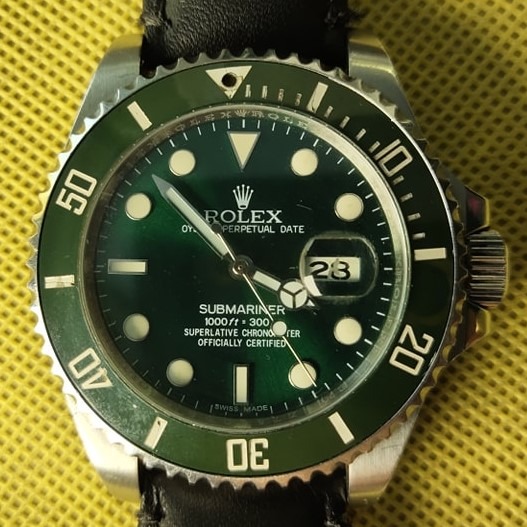 Rolex Submariner 42mm Date Oyster Perpetual Green Face Rotating Bezel ...