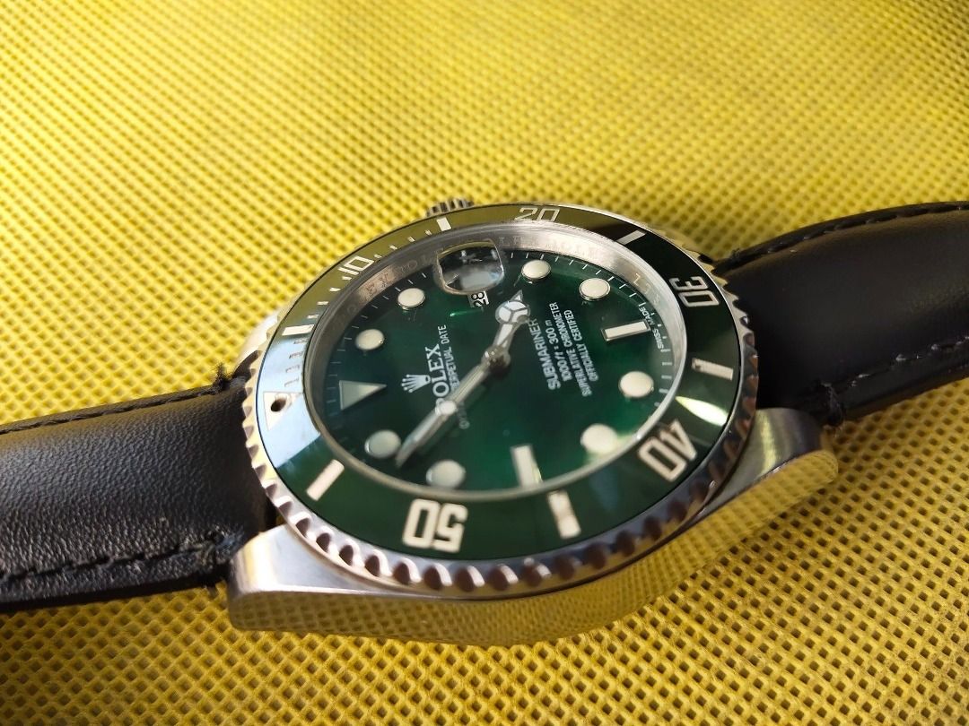 Rolex Submariner 42mm Date Oyster Perpetual Green Face Rotating Bezel ...