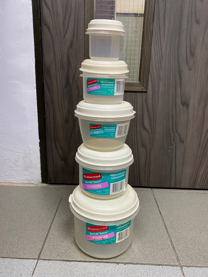 Rubbermaid round container 5pc, Furniture & Home Living, Kitchenware ...