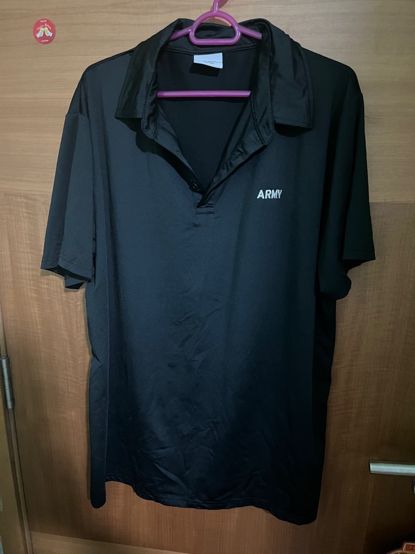 SAF army black polo admin shirt with collar (XL size), Men's Fashion ...