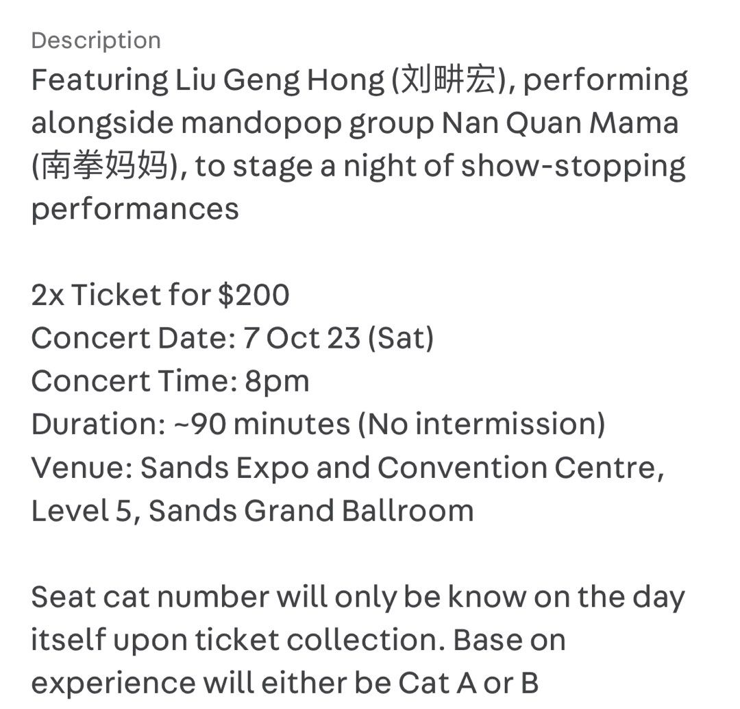 Sands Extravaganza (Nanquan mama) concert at Mbs, Tickets & Vouchers ...
