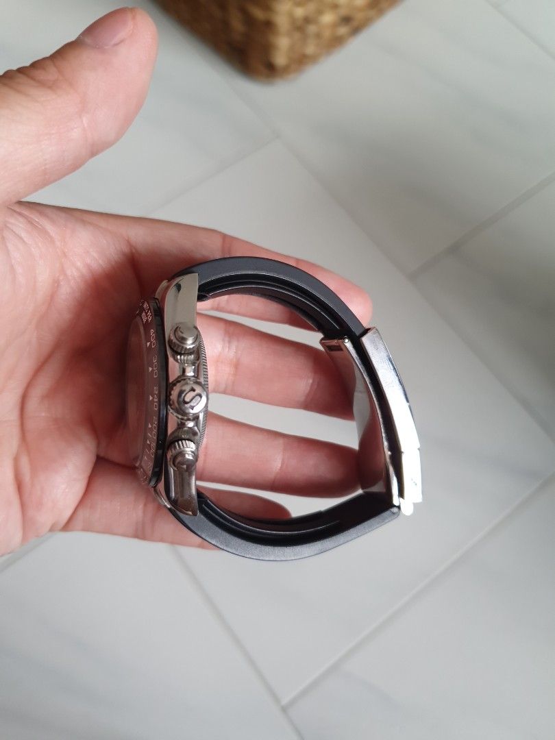Seiko rolex daytona ghost mod on rubber strap, Luxury, Watches on Carousell