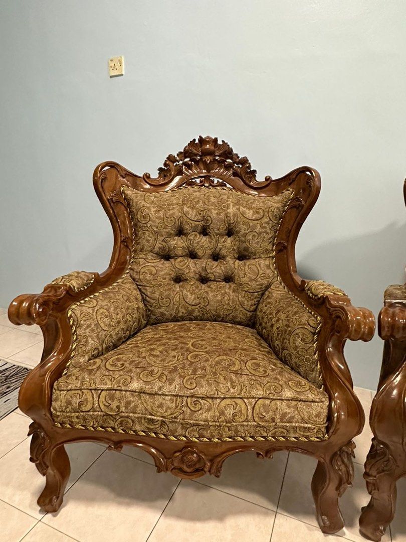 Set Sofa Kayu Jati (3 seater, 2 seater, 2 wing chair), Furniture & Home ...