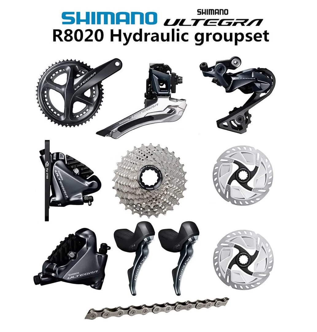 Shimano Ultegra R8020 Full 11 Speed Mechanical Hydraulic Disc Brake Groupset, Sports Equipment ...