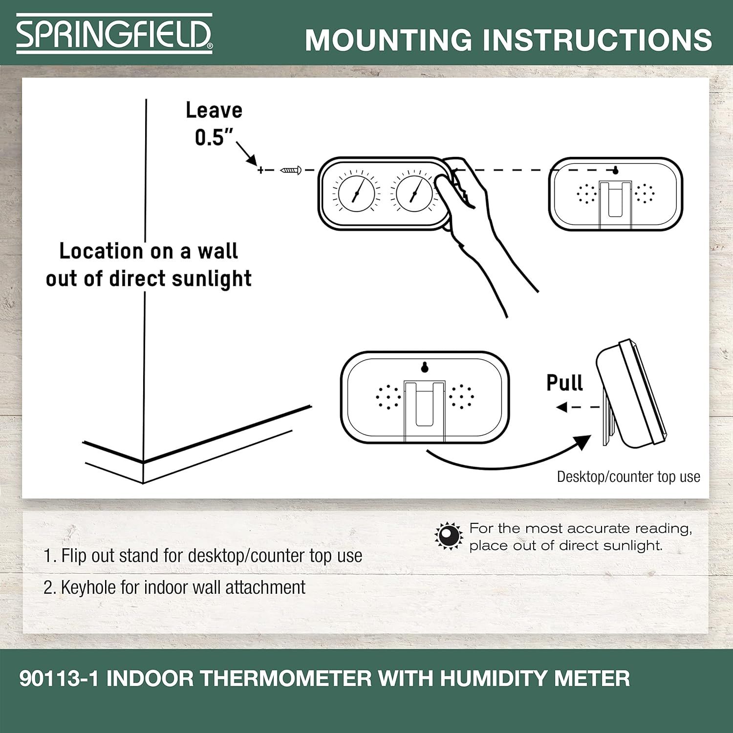 Springfield Color Track Humidity Meter and Thermometer, Furniture ...