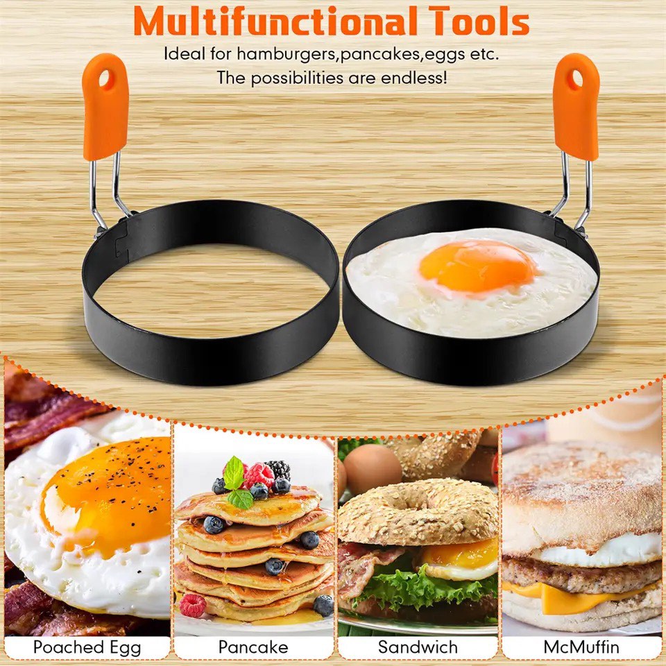Stainless Steel Egg Ring Mold with Anti-Scald Silicone Handle, Eggs ...