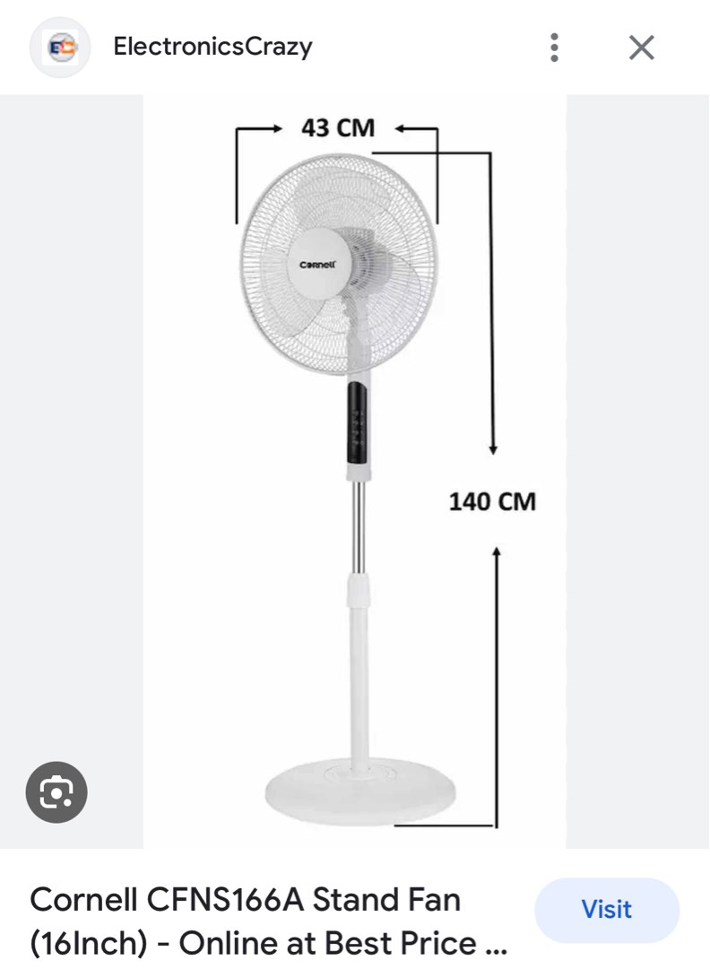 Stand Fan Cornell cfn-s166a, Furniture & Home Living, Lighting & Fans ...