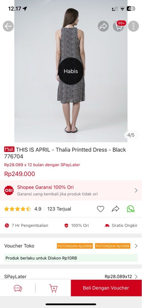 This Is April Pattern midi Dress, Fesyen Wanita, Pakaian Wanita, Gaun ...