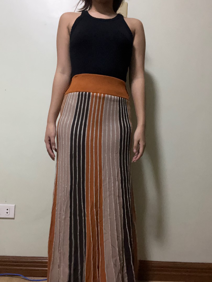 Tri Colored Long Skirt, Women's Fashion, Bottoms, Skirts on Carousell