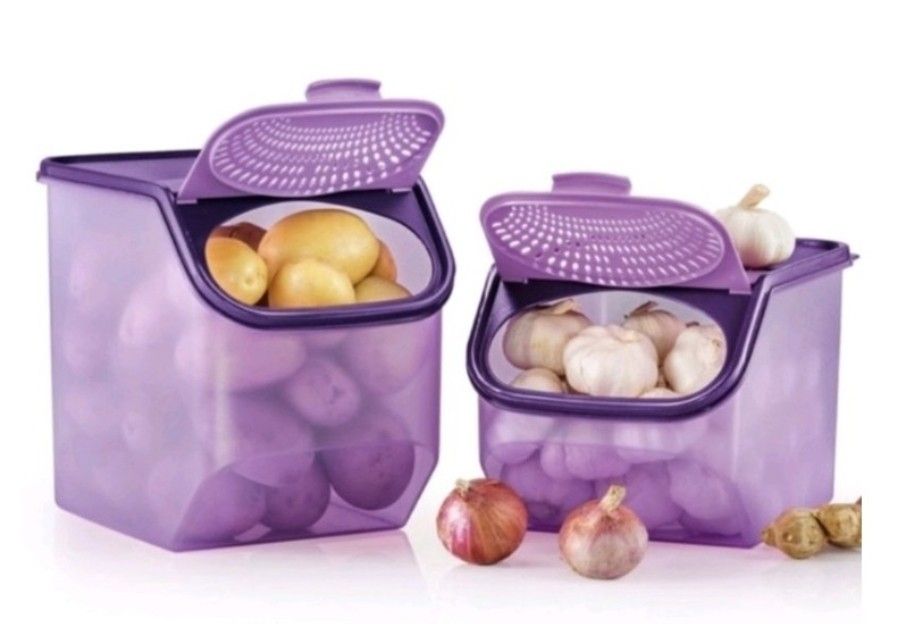 Tupperware Garlic N All Keeper 3L and 5L purple, Furniture & Home ...