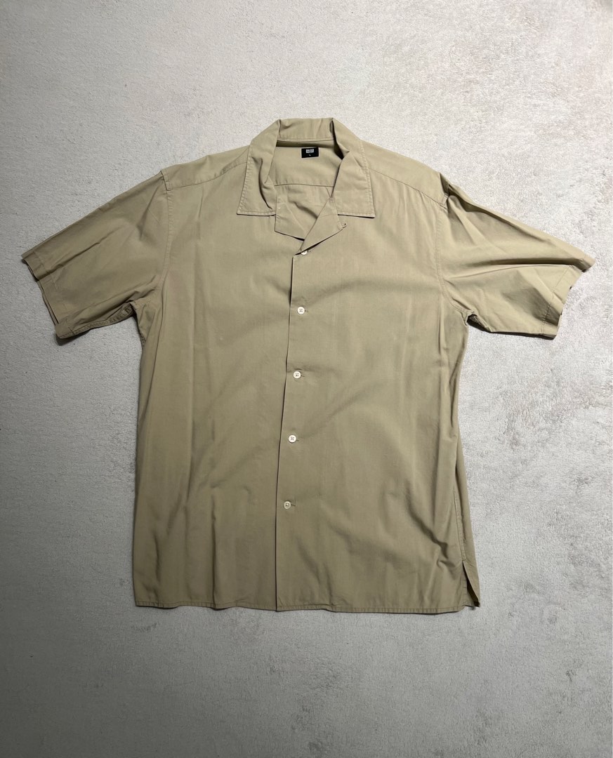 Uniqlo beige short sleeve shirt, Men's Fashion, Tops & Sets, Tshirts ...