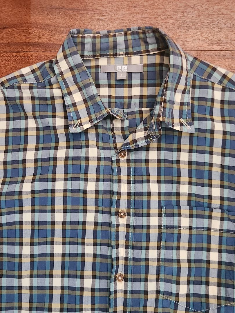 Uniqlo Checkered Long Sleeves - Light Green, Men's Fashion, Tops & Sets ...