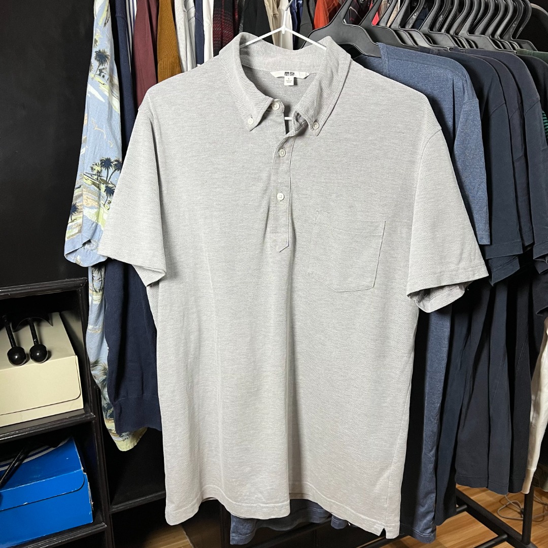 JP01 Uniqlo Pique Pocket Polo T-Shirt Gray , Men's Fashion, Tops & Sets ...