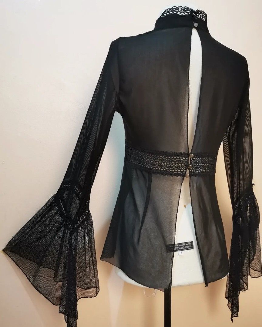 Victorian Style Goth Mesh Sexy Top, Women's Fashion, Tops, Longsleeves ...
