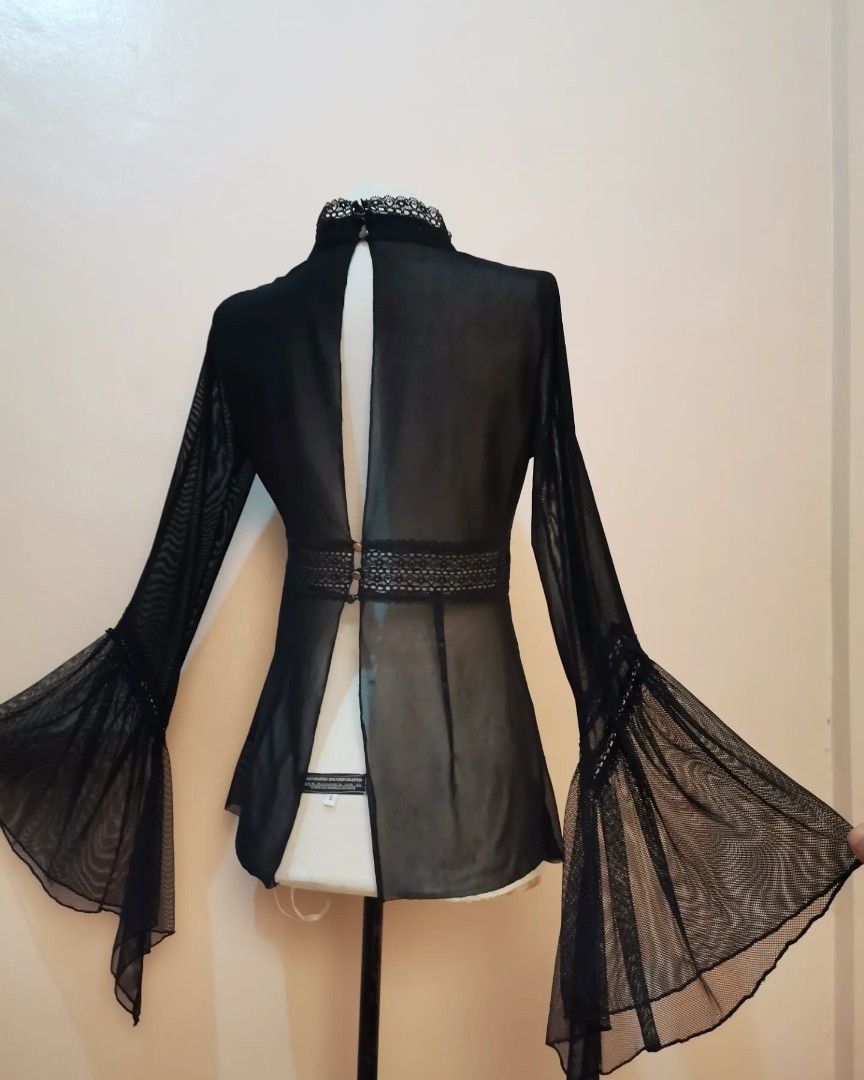 Victorian Style Goth Mesh Sexy Top, Women's Fashion, Tops, Longsleeves ...