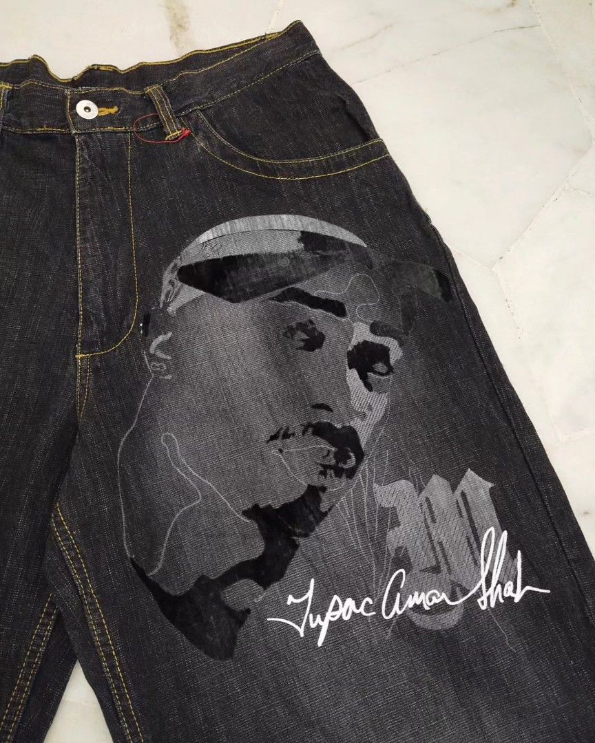 Vintage Makaveli x Tupac Jeans, Men's Fashion, Bottoms, Jeans on Carousell