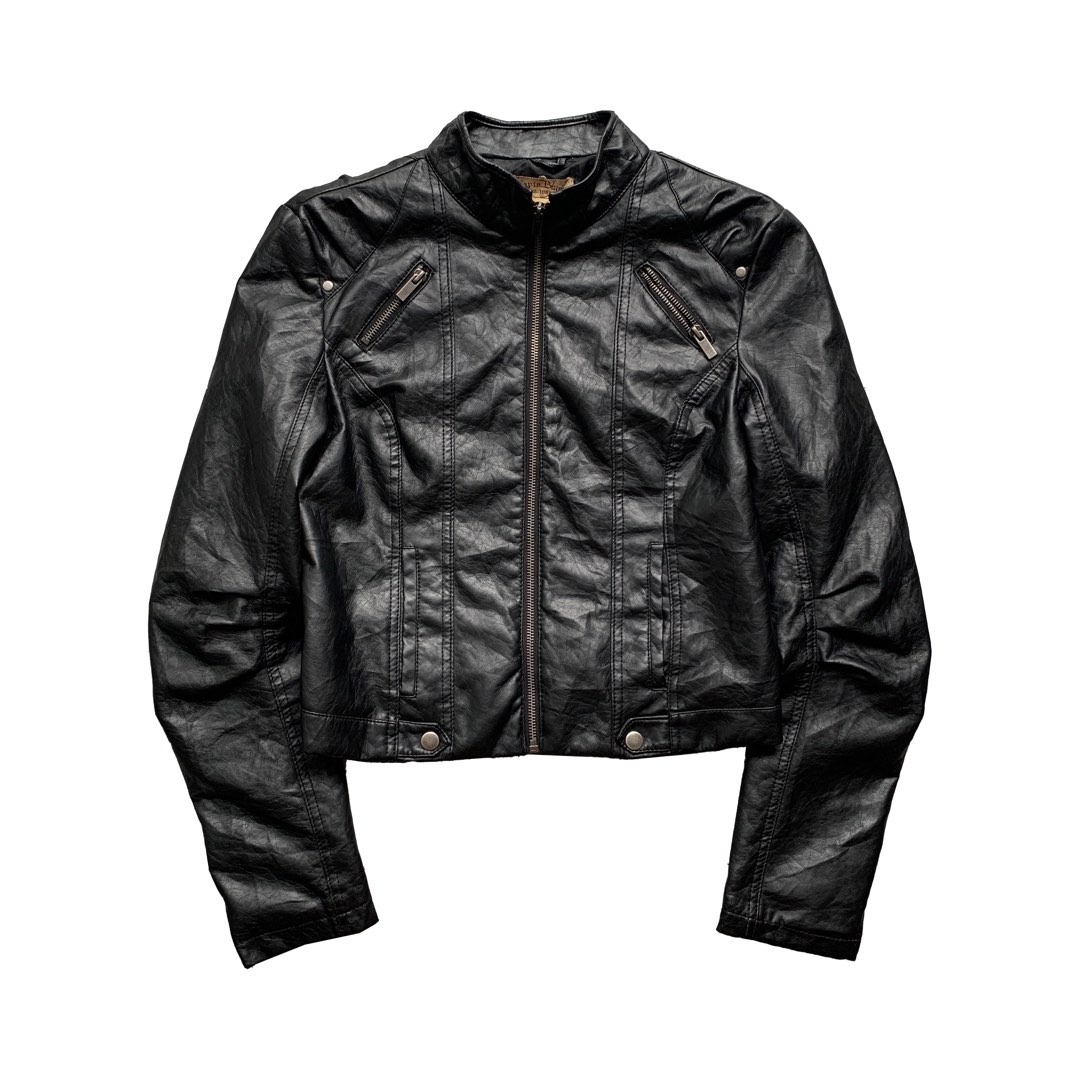 Vintage Paris Blues Faux Leather Jacket, Women's Fashion, Coats ...