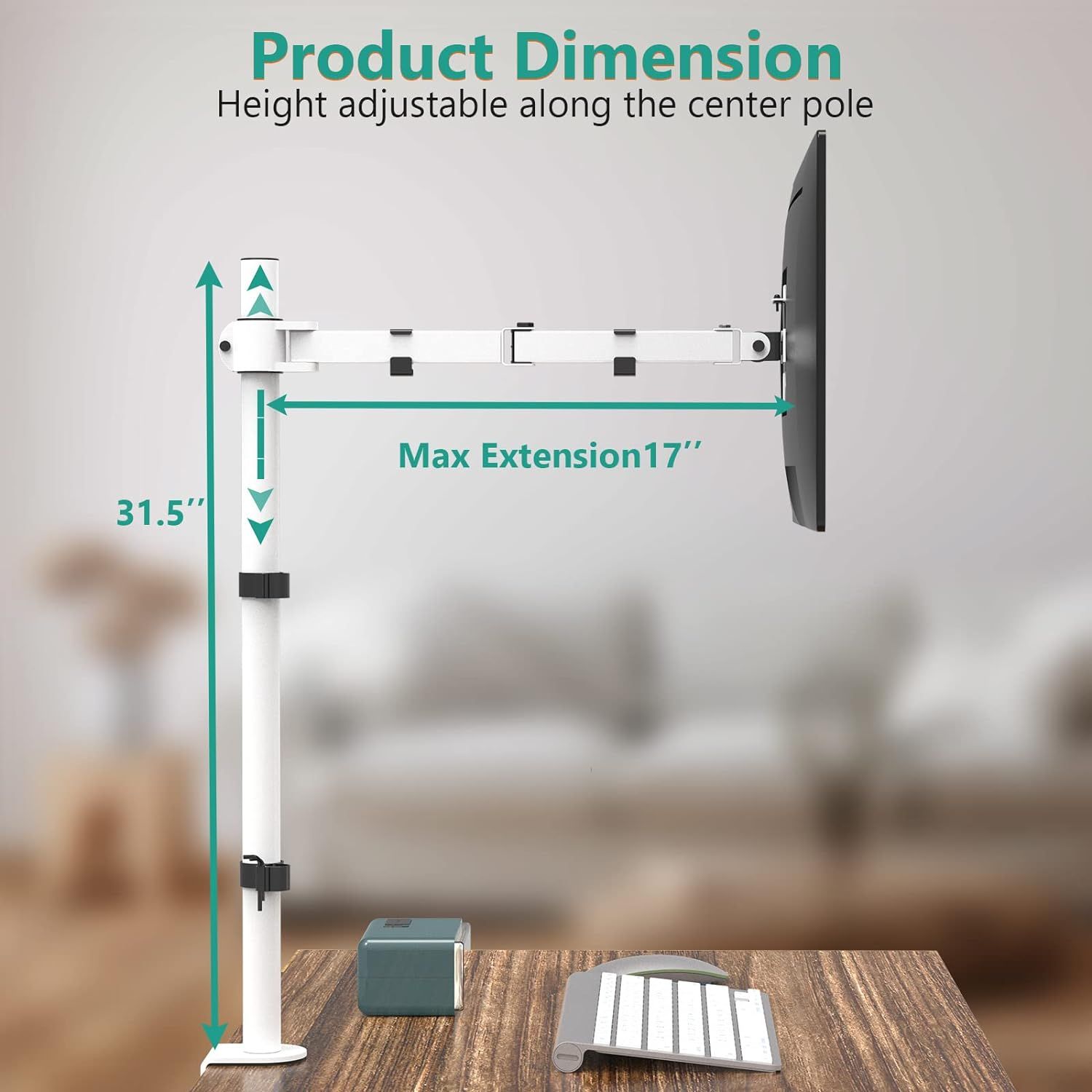 WALI Tall Monitor Stand Desk Mount, Single Extra Tall Monitor Arm ...