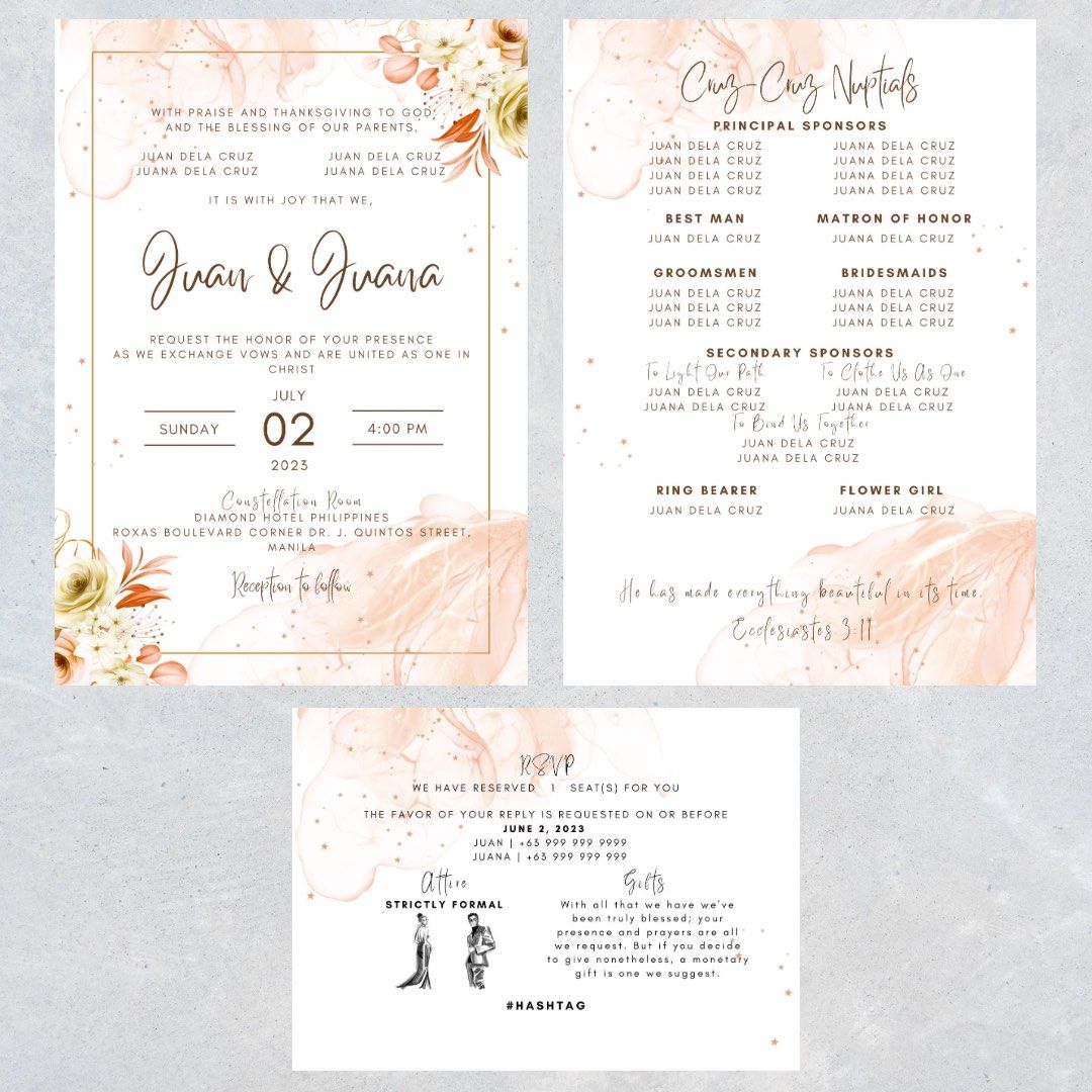 Wedding invitation layout design (5x7), Hobbies & Toys, Stationary ...