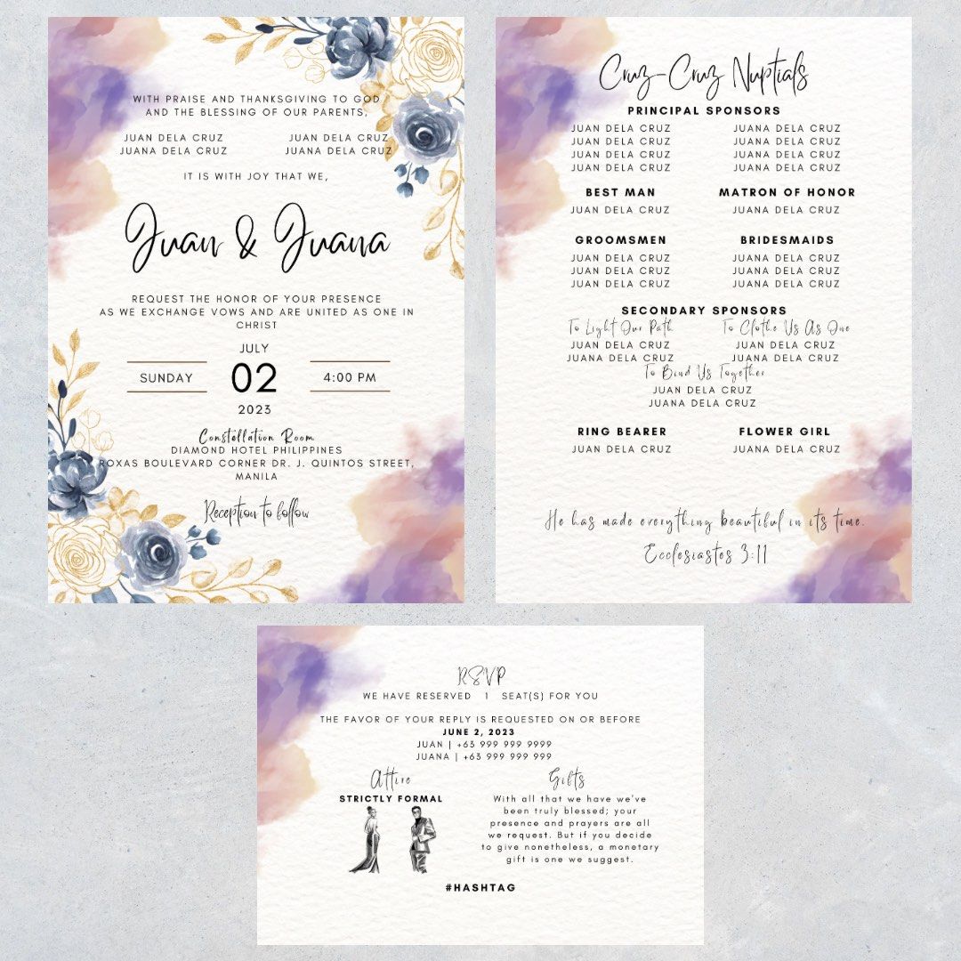 Wedding invitation layout design (5x7), Hobbies & Toys, Stationary ...