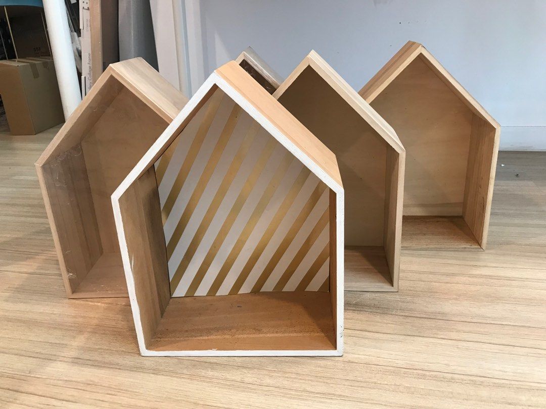 Wood House-Shaped Shadow Box, Furniture & Home Living, Home Decor, Wall ...