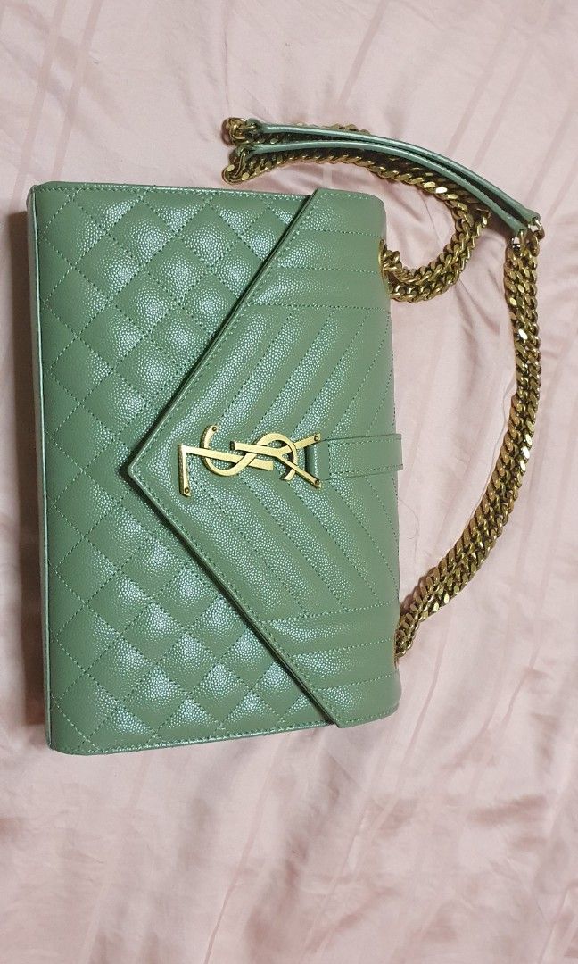 YSL Bag enveloped embossed pistachio green (limited edition colour ...