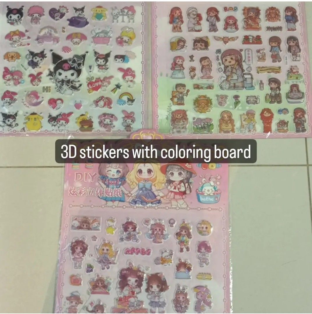 3D stickers with coloring board, Hobbies & Toys, Stationery & Craft ...
