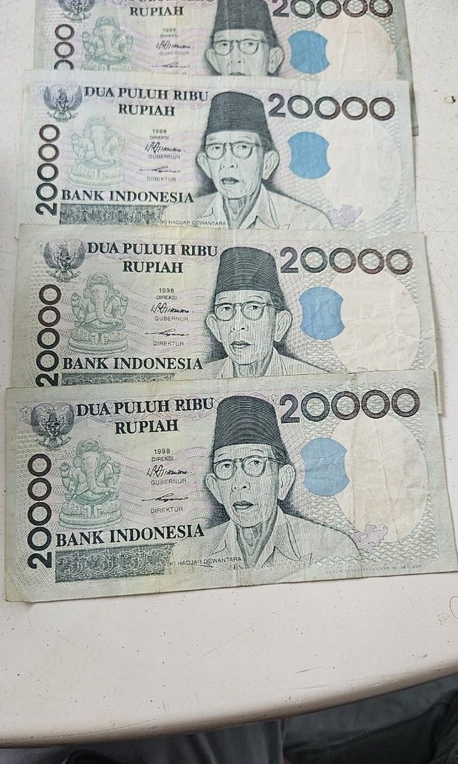 4pc Rare Indonesia 20000 rupiah banknote with Ganesha watermark ...