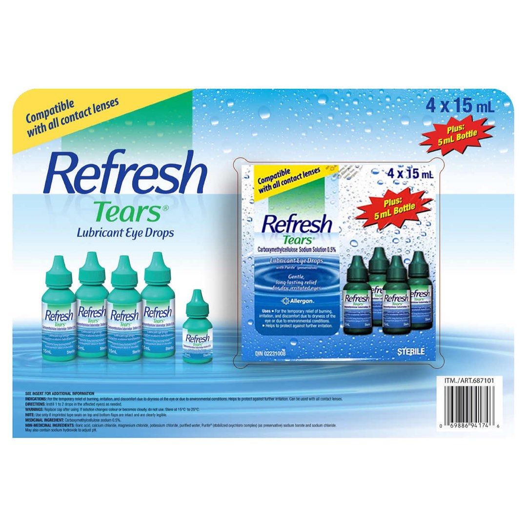 Refresh Tears Lubricant Eye Drops 4x15mL+5mL 亮視人造淚液（眼藥水）, 預購 - Carousell