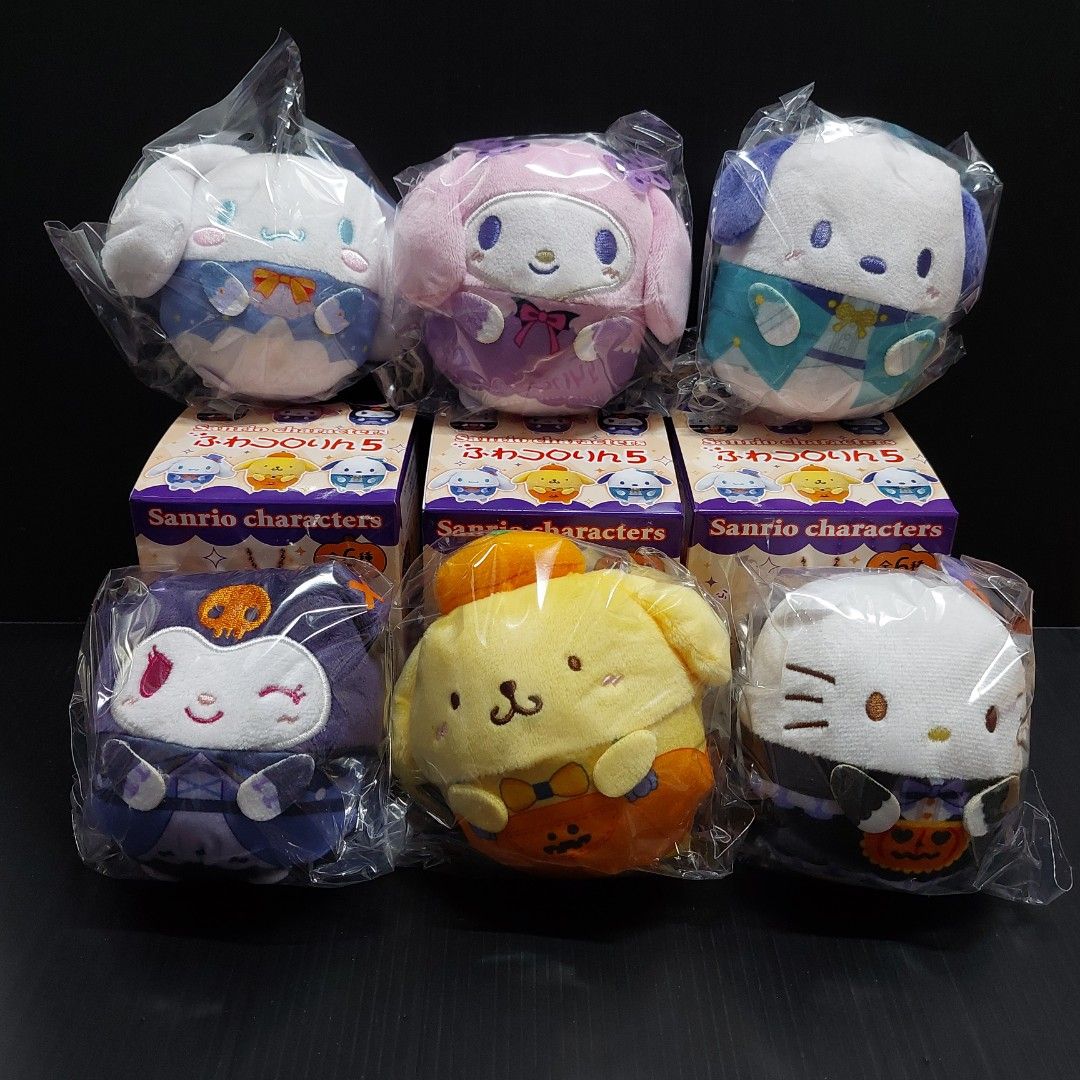 〘散賣〙日版 Sanrio Characters HUG x character 三麗鷗 肥嘟嘟 第5彈 萬聖節 吊飾 盒蛋 毛公仔 (全6種) Melody Kuromi Kitty Pom ...