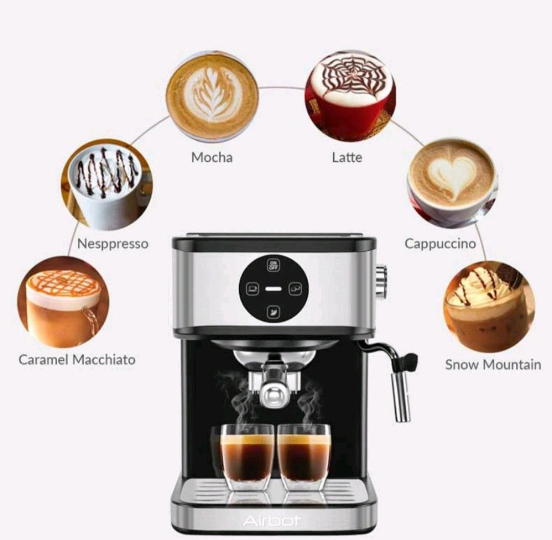 Airbot Espresso Coffee Maker Machine With Steam Milk Froth & Coffee ...
